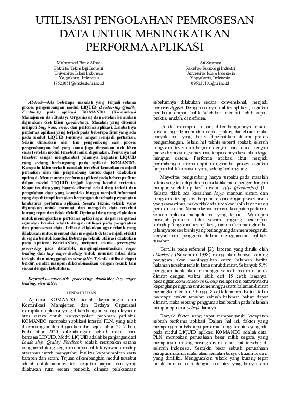 (PDF) Utilisasi Pengolahan Pemrosesan Data Untuk Meningkatkan Performa Aplikasi