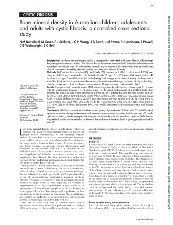 (PDF) Bone mineral density in Australian children, adolescents and ...