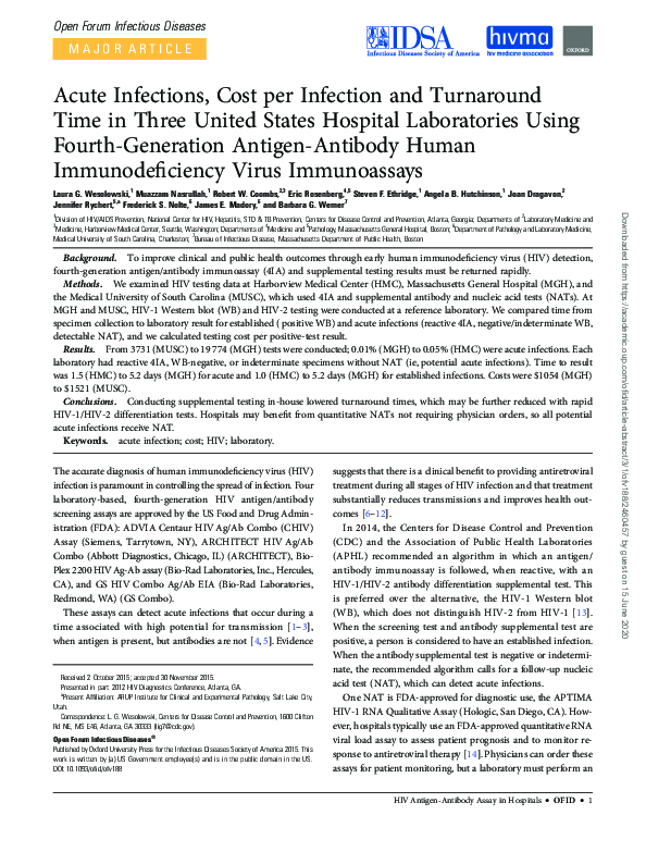 (PDF) Acute Infections, Cost per Infection and Turnaround Time in Three ...