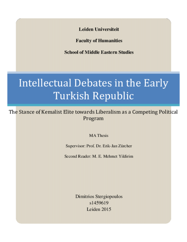 (PDF) Intellectual Debates in the Early Turkish Republic: The Stance of ...