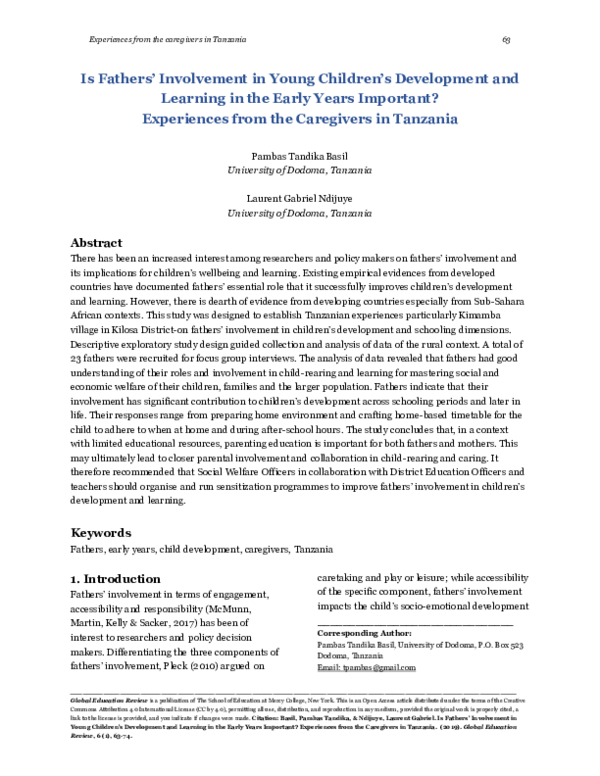 (PDF) Is fathers’ involvement in young children’s development and ...