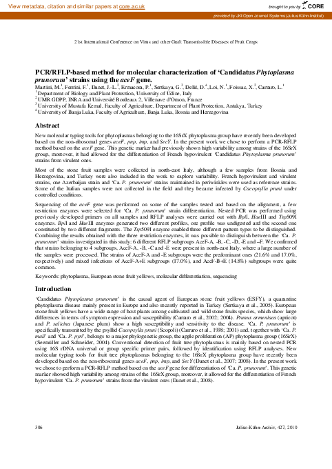 (PDF) PCR/RFLP-based method for molecular characterization of ...