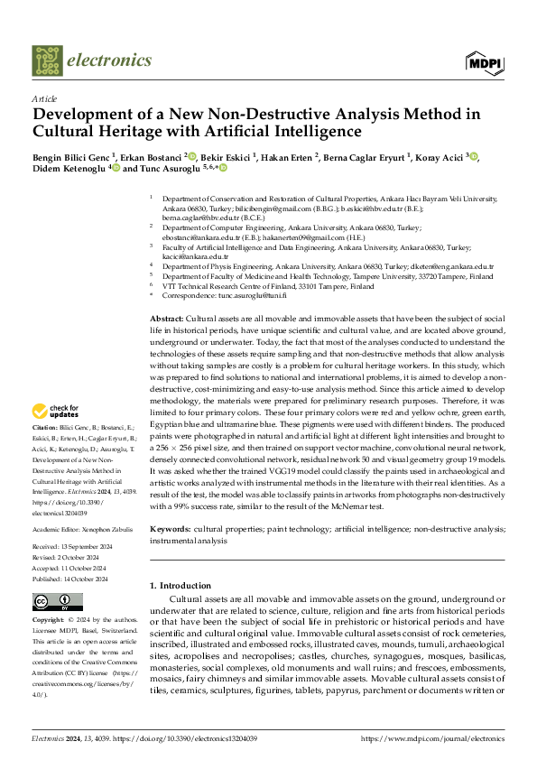 (PDF) Development of a New Non-Destructive Analysis Method in Cultural Heritage with Artificial ...