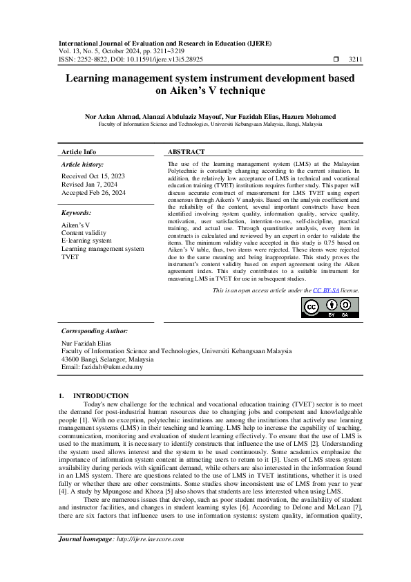 (PDF) Learning management system instrument development based on Aiken ...