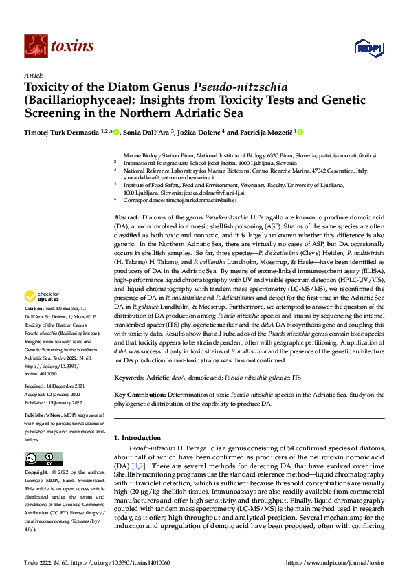 (PDF) Toxicity of the Diatom Genus Pseudo-nitzschia (Bacillariophyceae): Insights from Toxicity ...