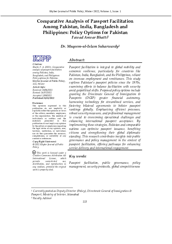 (PDF) Comparative Analysis of Passport Facilitation Among Pakistan ...