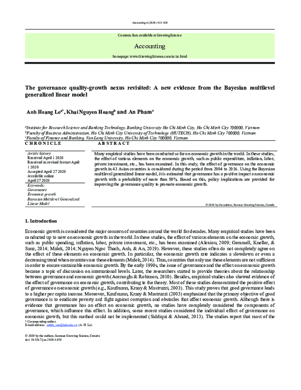 (PDF) The governance quality-growth nexus revisited: A new evidence ...