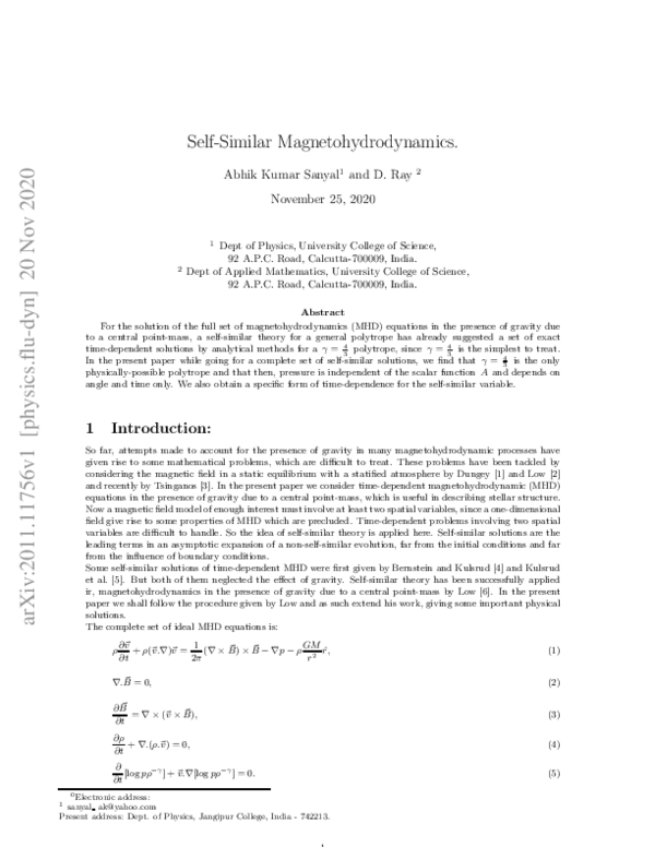 (PDF) Self-similar magnetohydrodynamics