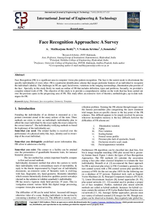 Pdf Face Recognition Approaches A Survey