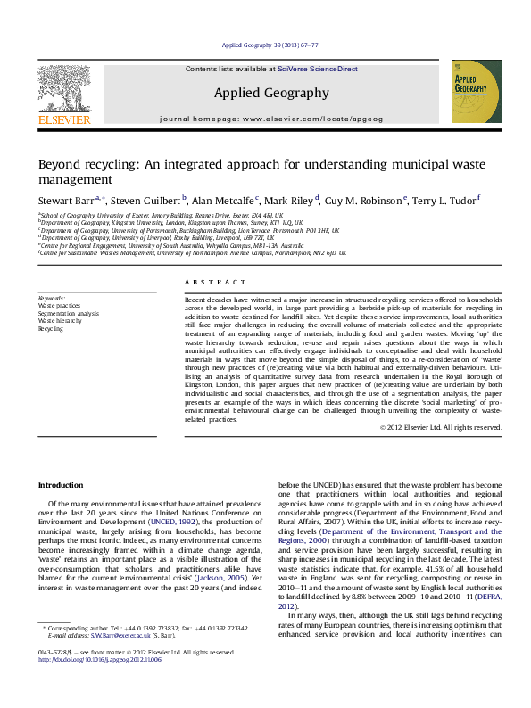 (PDF) Beyond recycling: An integrated approach for understanding ...