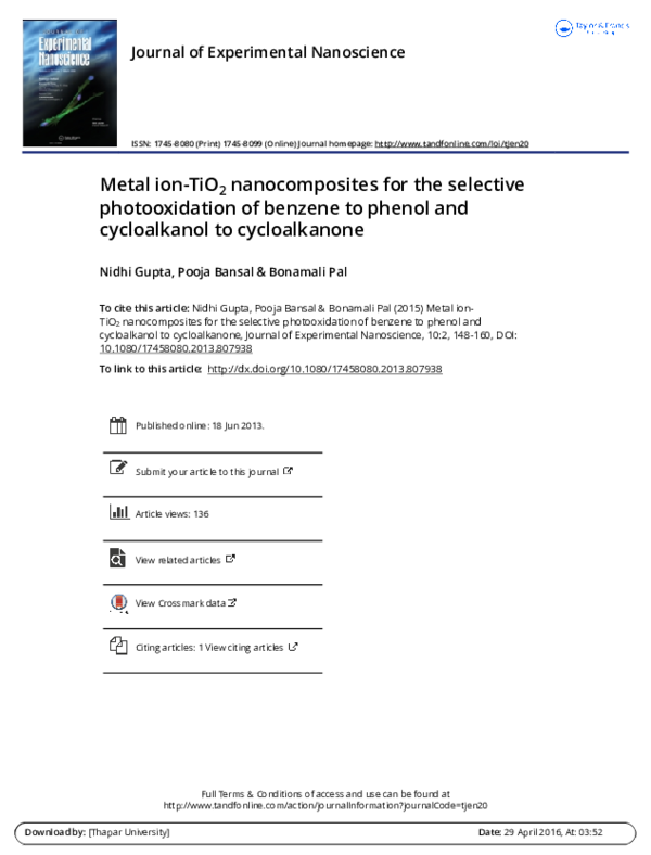 (PDF) Metal ion-TiO 2 nanocomposites for the selective photooxidation ...