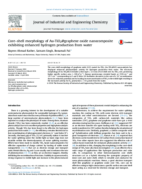 (PDF) Core-shell morphology of Au-TiO 2 @graphene oxide nanocomposite ...