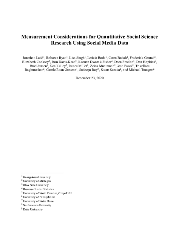 (PDF) Measurement Considerations for Quantitative Social Science ...