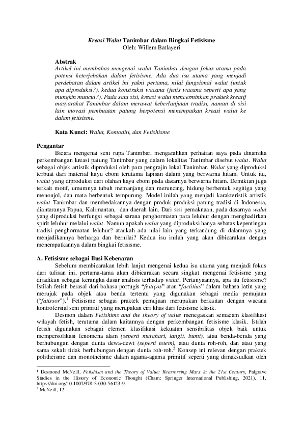 (PDF) Kreasi Walut Tanimbar dalam Bingkai Fetisisme