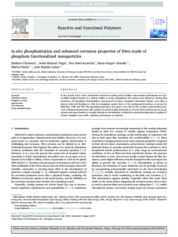 (PDF) In-situ phosphatization and enhanced corrosion properties of ...