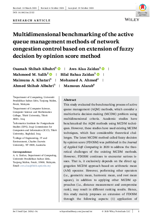 (PDF) Multidimensional benchmarking of the active queue management methods of network congestion ...