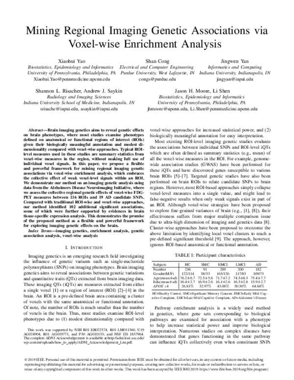 (PDF) Mining Regional Imaging Genetic Associations via Voxel-wise Enrichment Analysis