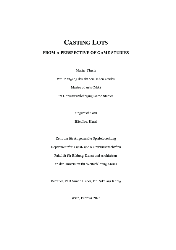 (PDF) CASTING LOTS