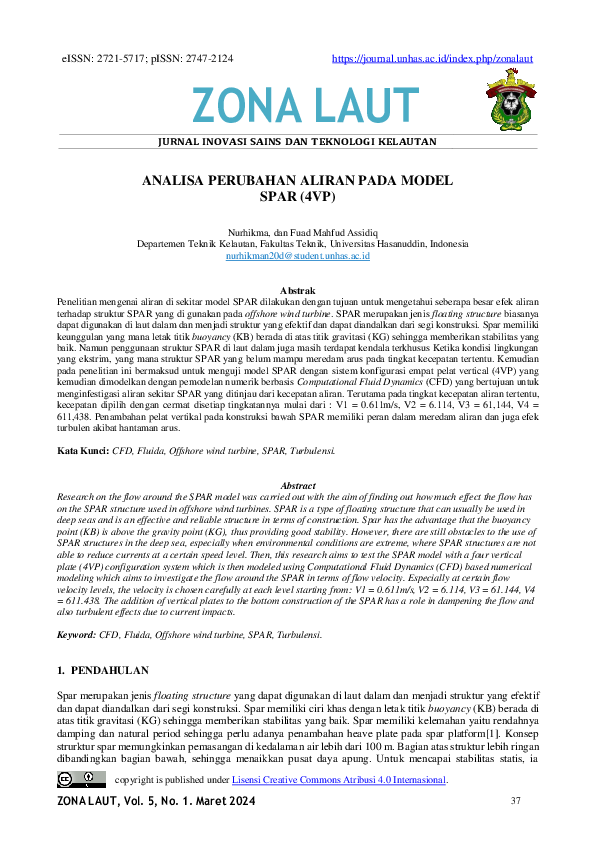 (PDF) Analisa Perubahan Aliran Pada Model SPAR (4VP)