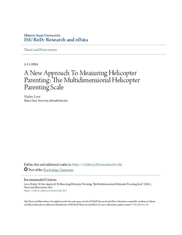 (PDF) A New Approach To Measuring Helicopter Parenting: The ...