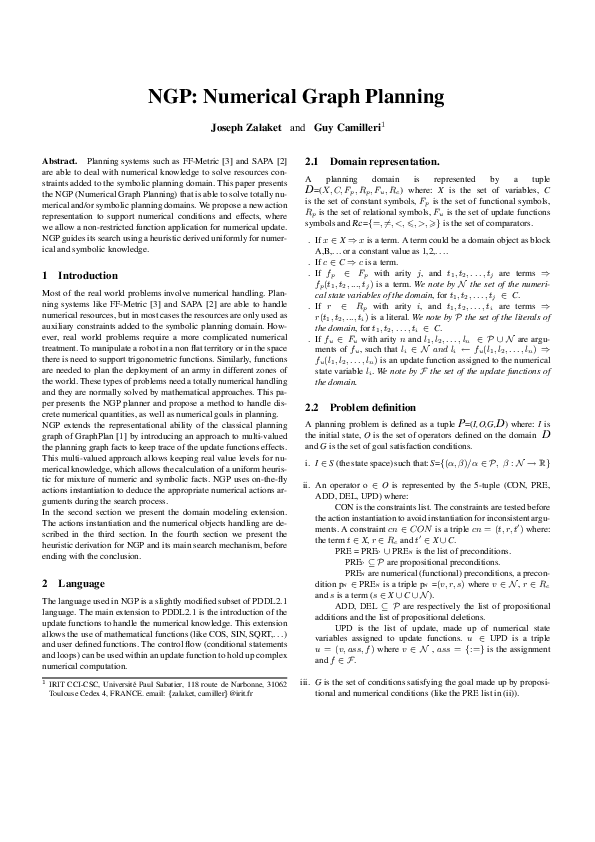 (PDF) NGP: Numerical Graph Planning