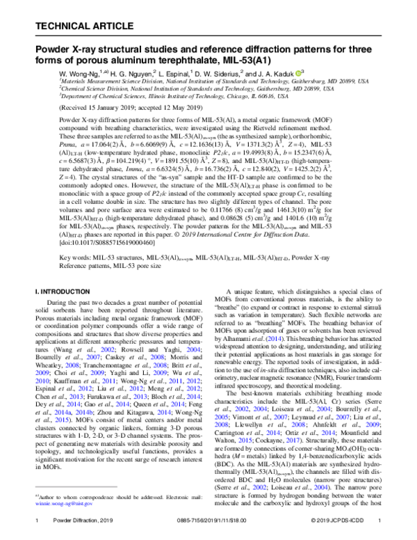 (PDF) Powder X-ray structural studies and reference diffraction ...
