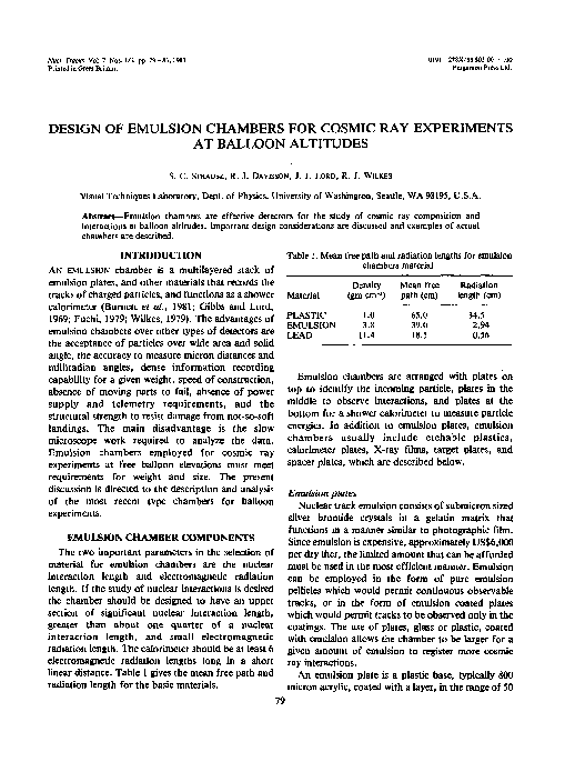 (PDF) Design of emulsion chambers for cosmic ray experiments at balloon ...