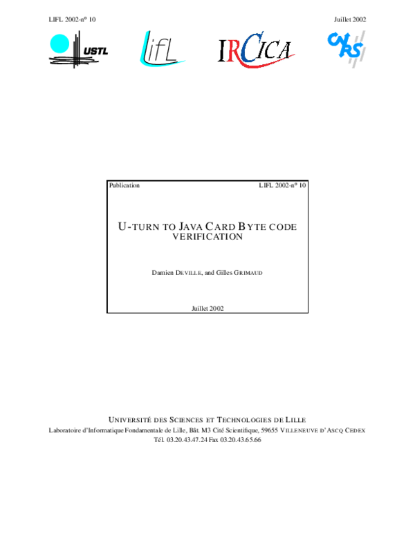 (PDF) U-turn to Java Card Byte code verification