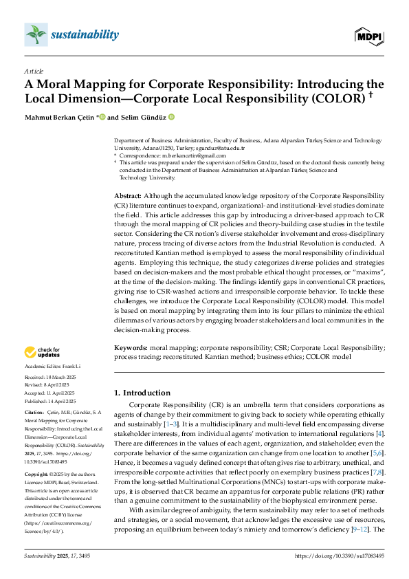 (PDF) A Moral Mapping for Corporate Responsibility: Introducing the ...