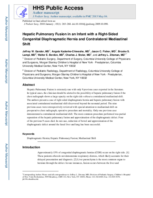 (PDF) Hepatic pulmonary fusion in an infant with a right-sided ...