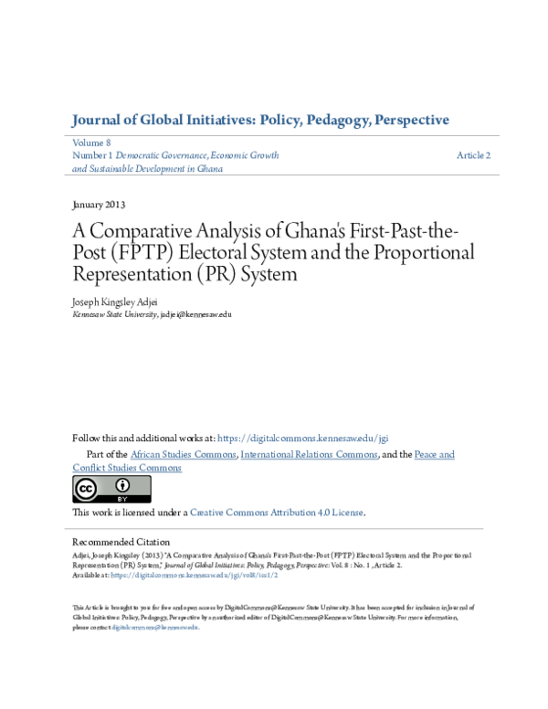 (PDF) A Comparative Analysis of Ghana's First-Past-the-Post (FPTP ...