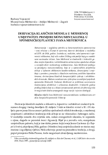 (PDF) The derivation of classical models in modern art: The examples of ...