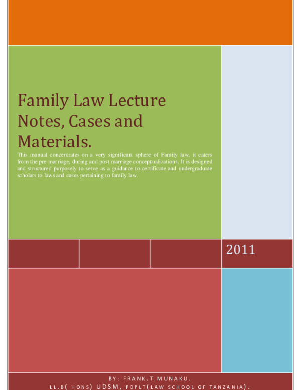 (PDF) FAMILY LAW LECTURE NOTES , CASES AND MATERIALS ( ADVANCED FOR LL ...