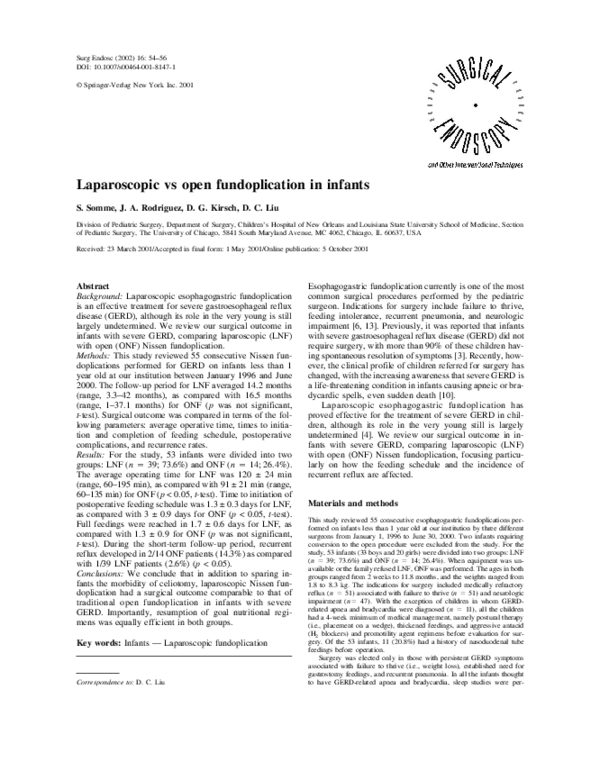 (PDF) Laparoscopic versus open fundoplication in infants