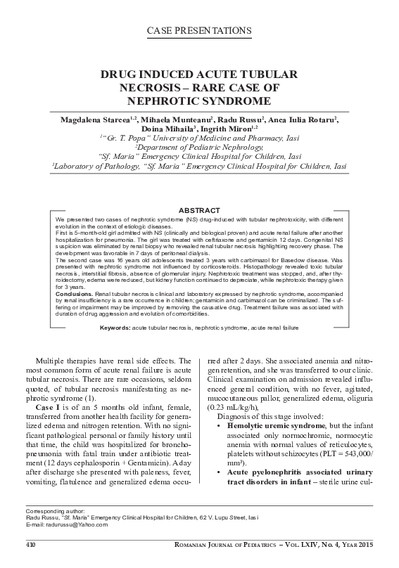 (PDF) Drug Induced Acute Tubular Necrosis – Rare Case of Nephrotic Syndrome