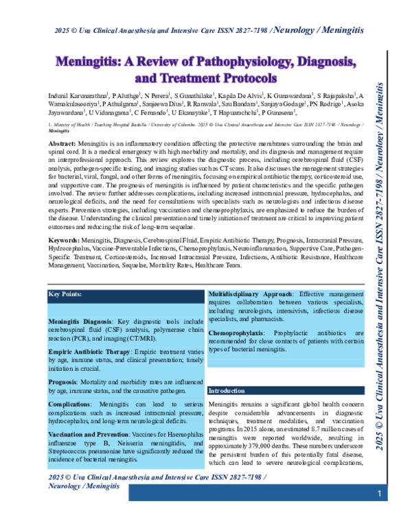 (PDF) Meningitis: A Review of Pathophysiology, Diagnosis
