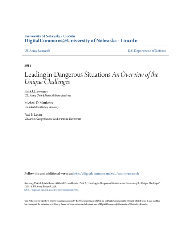 (PDF) Leading in Dangerous Situations An Overview of the Unique Challenges