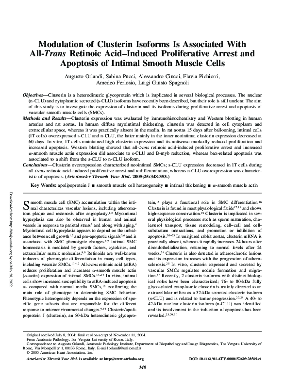 (PDF) Modulation of Clusterin Isoforms Is Associated With All- Trans ...