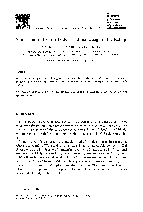 (PDF) Stochastic control methods in optimal design of life testing