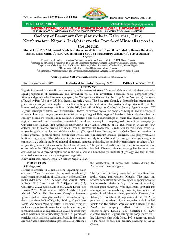 (PDF) Geology of Basement Complex rocks in Kano area, Kano ...