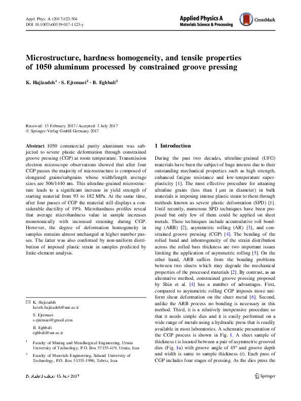 (PDF) Microstructure, hardness homogeneity, and tensile properties of ...