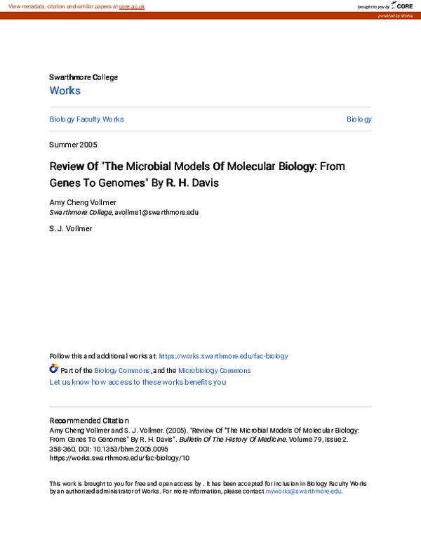 (PDF) Review Of The Microbial Models Of Molecular Biology: From Genes ...