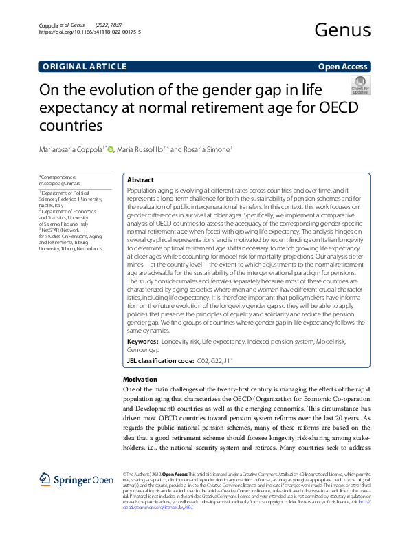 (PDF) On the evolution of the gender gap in life expectancy at normal ...