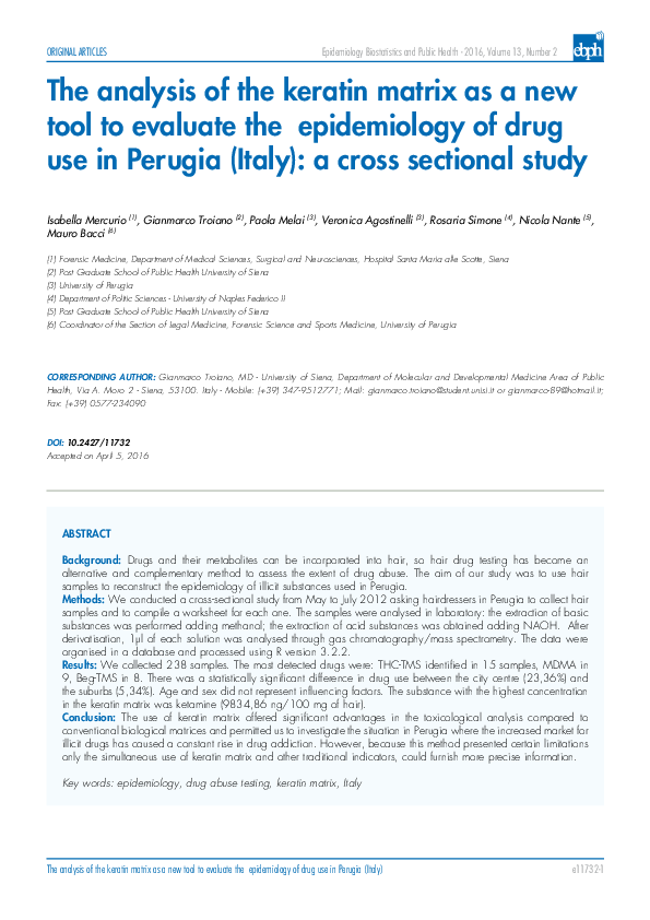 (PDF) Epidemiology of drug use in Perugia (Italy) through the analysis ...