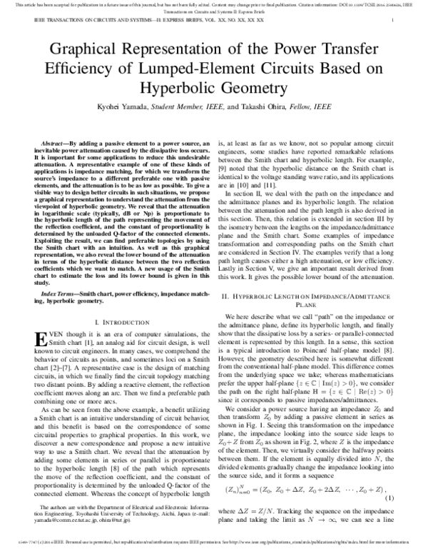 Pdf Graphical Representation Of The Power Transfer Efficiency Of Lumped Element Circuits Based