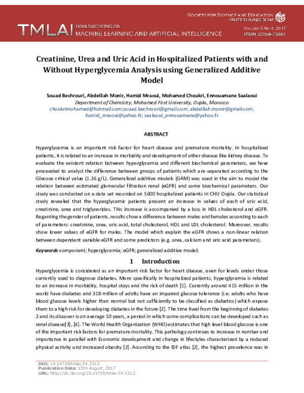 (PDF) Creatinine, Urea and Uric Acid in Hospitalized Patients with and ...