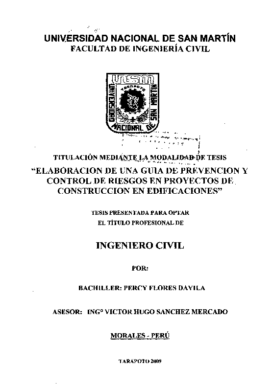 (PDF) Elaboración de una guía de prevención y control de riesgos en proyectos de construcción en ...