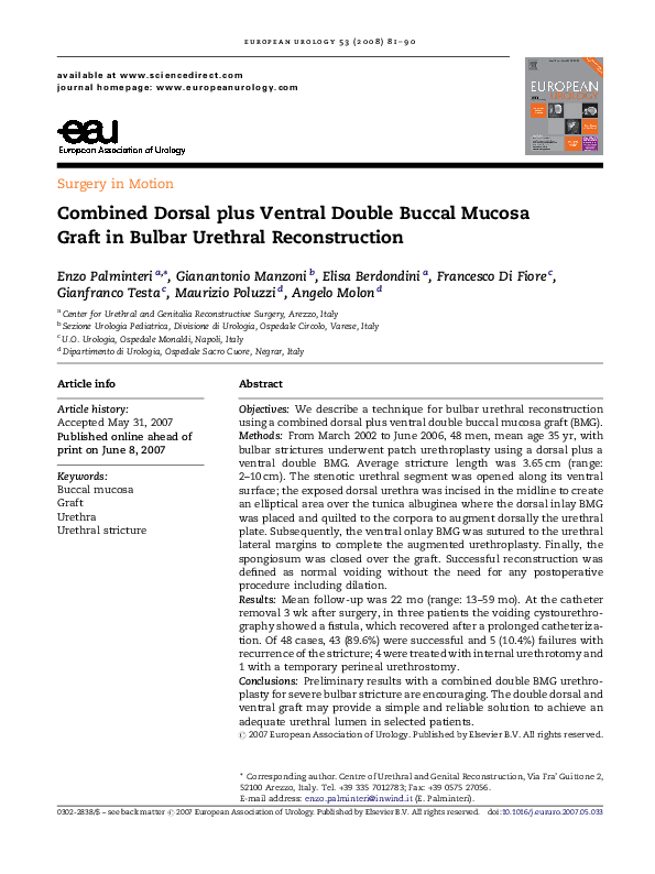 (PDF) Combined Dorsal plus Ventral Double Buccal Mucosa Graft in Bulbar ...