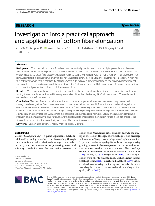 (PDF) Investigation into a practical approach and application of cotton ...