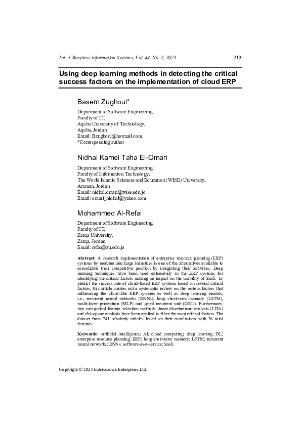 (PDF) Using Deep Learning Methods in Detecting the Critical Success Factors on the ...